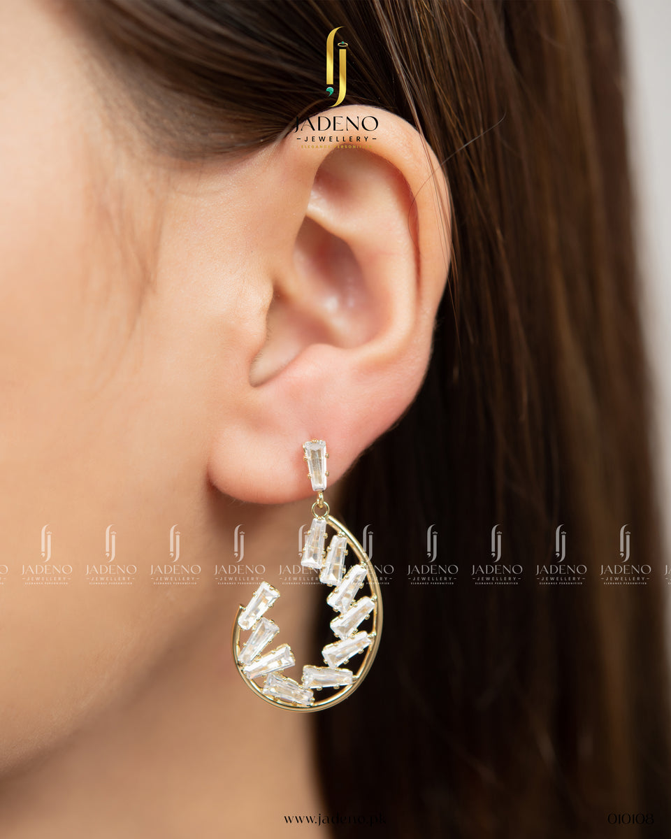 Buy Super Shiny Zirca Earrings Online in Pakistan | Jadeno.pk
