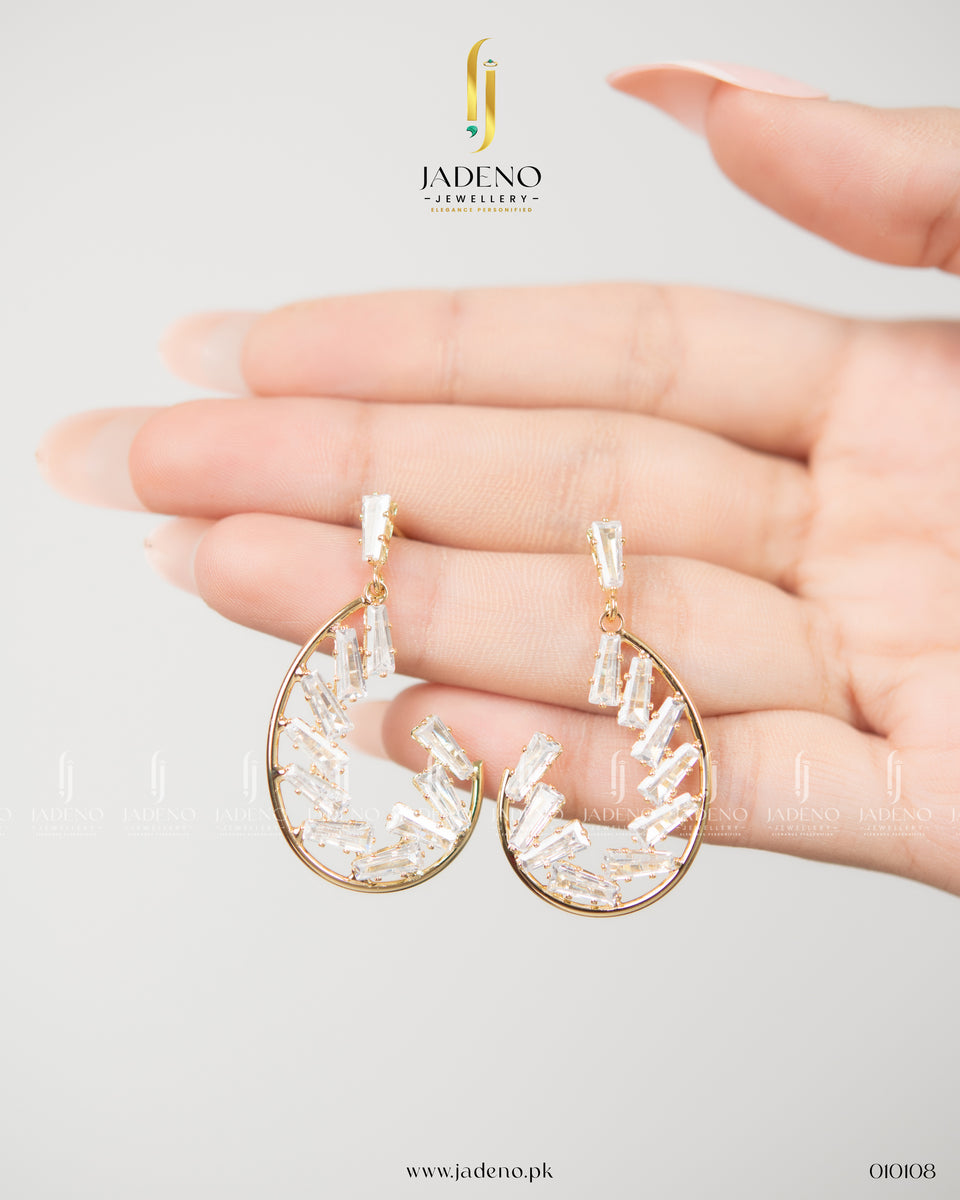 Buy Super Shiny Zirca Earrings Online in Pakistan | Jadeno.pk