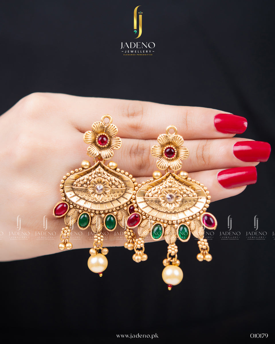 Buy Original South Indian Maska Earrings Online in Pakistan | Jadeno.pk