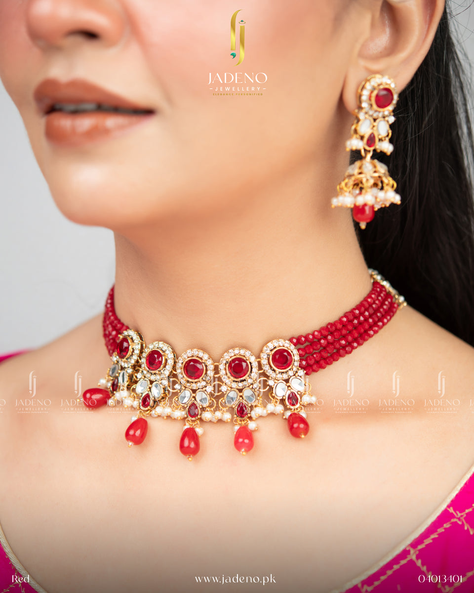 Buy Victorian Satakshi Choker Set with Tika Online in Pakistan | Jadeno.pk