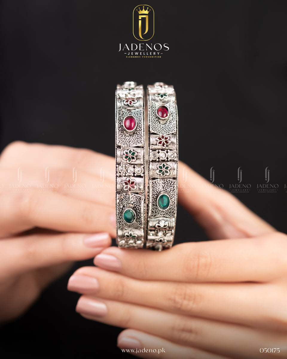 Buy The Oxidised Glided Grace Bangles Online in Pakistan | Jadeno.pk